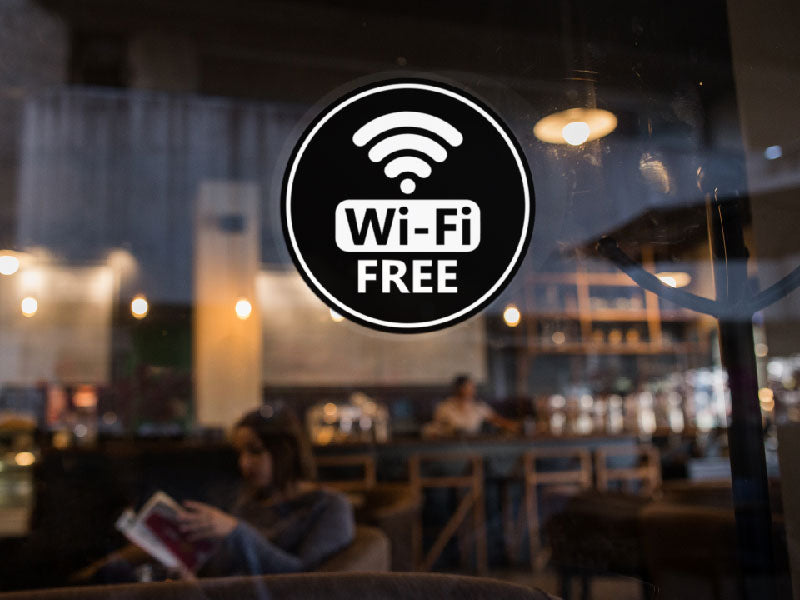Aufkleber Free Wifi schwarz rund-01.jpg | Folienhain.de