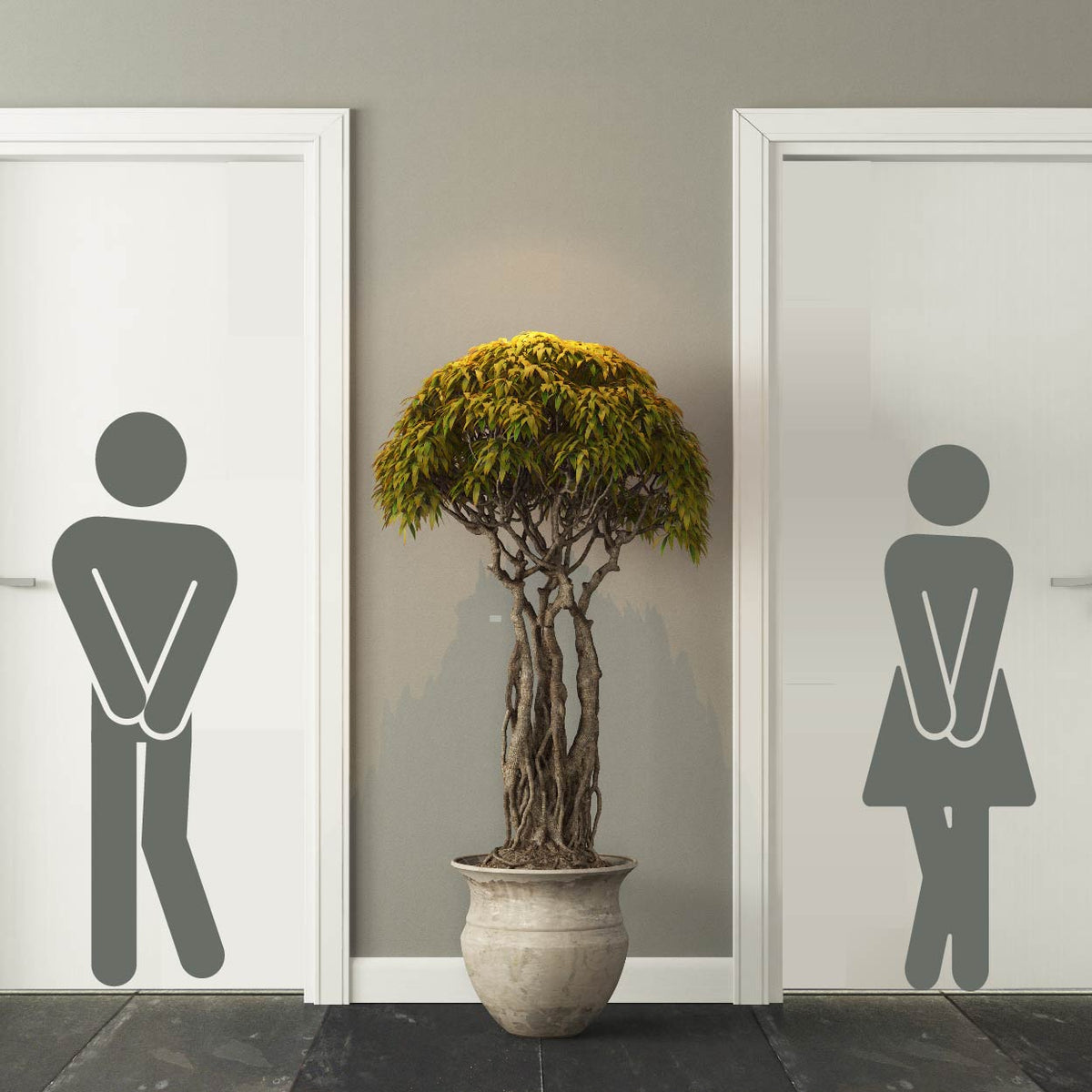 Aufkleber WC Toilette dringend Männlich Weiblich Piktogramm | Folienhain.de
